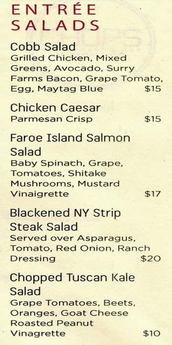 Menu at Chops Plaza, Philadelphia