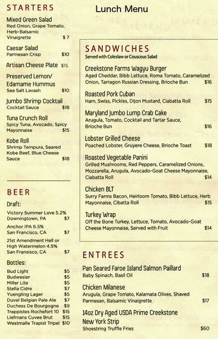 Menu at Chops Plaza, Philadelphia