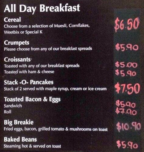 Menu at Modka Cafe, Adelaide, Station Arcade Shop