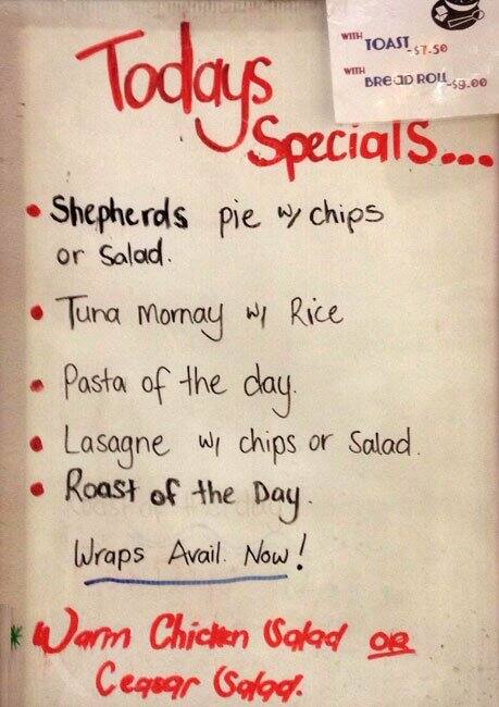 Menu at Modka Cafe, Adelaide, Station Arcade Shop