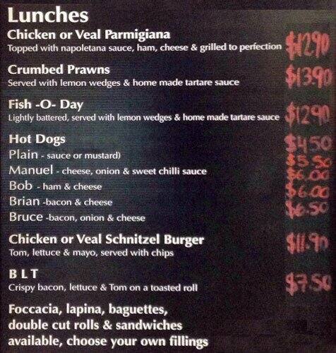 Menu at Modka Cafe, Adelaide, Station Arcade Shop