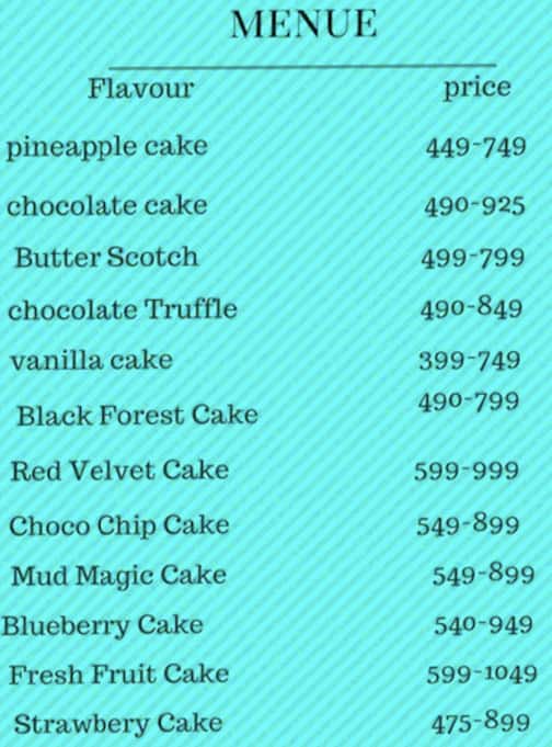 OCD - Online Cake Delivery Menu - Zomato