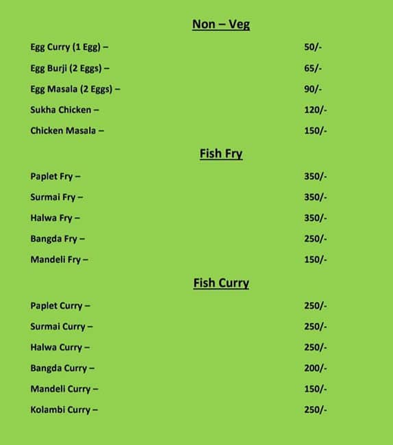 Menu of Surekha's kitchen, Veera Desai Area, Mumbai