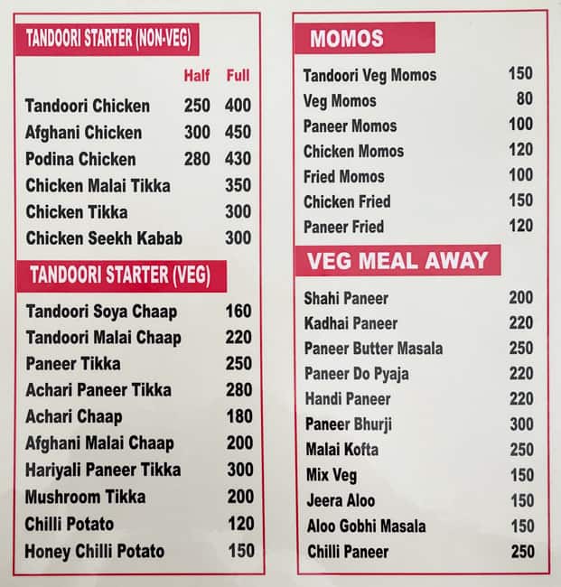 Menu of Sizzling Spice, Gwal Pahari, Gurgaon