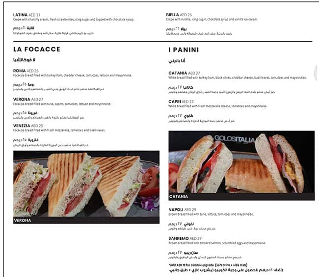 Menu at Golositalia JLT restaurant, Dubai, Jumeirah Lake Towers ...