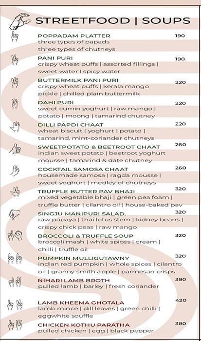 Menu of Ishaara, Thaltej, Ahmedabad