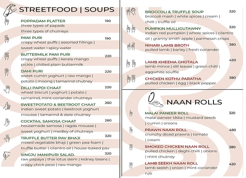 Menu of Ishaara, Thaltej, Ahmedabad