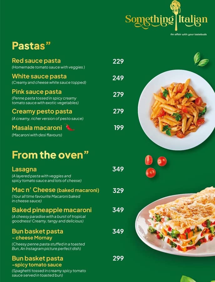 Menu of Something Italian, Airport Gandhinagar Highway, Gandhinagar