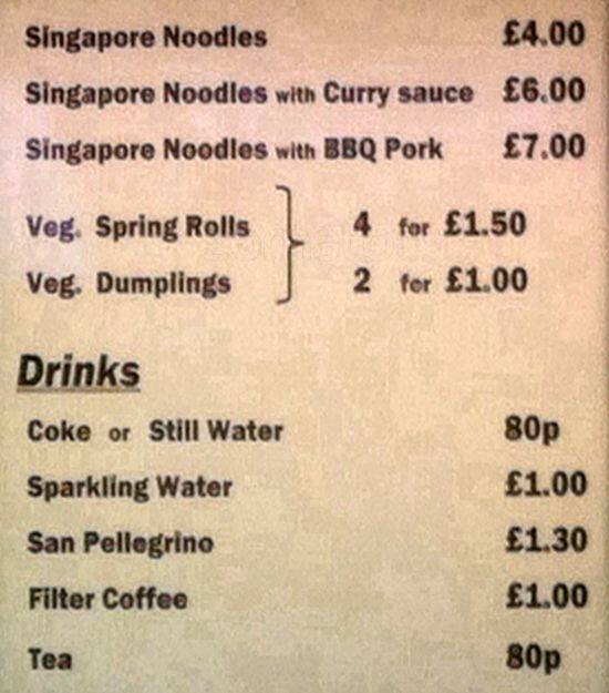 Menu at Deli Box restaurant, London, 126 Cheapside