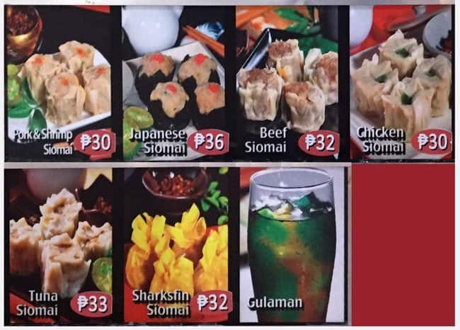 Master Siomai Menu, Menu for Master Siomai, Gen. T. de Leon, Valenzuela ...