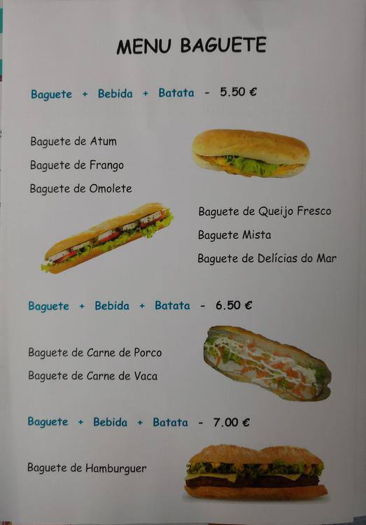 Menu at Pasteis de Cerveja cafeteria, Lisbon