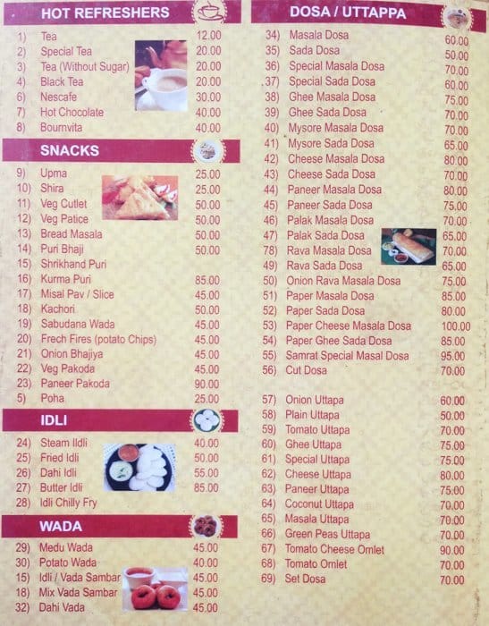 Hotel Samrat Menu, Menu for Hotel Samrat, Swargate, Pune - Zomato