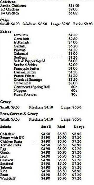 Menu at Goody's Chicken restaurant, Black Forest