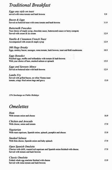 Menu at 3 Sixty Restaurant Bar The Grand Hotel, Labrador