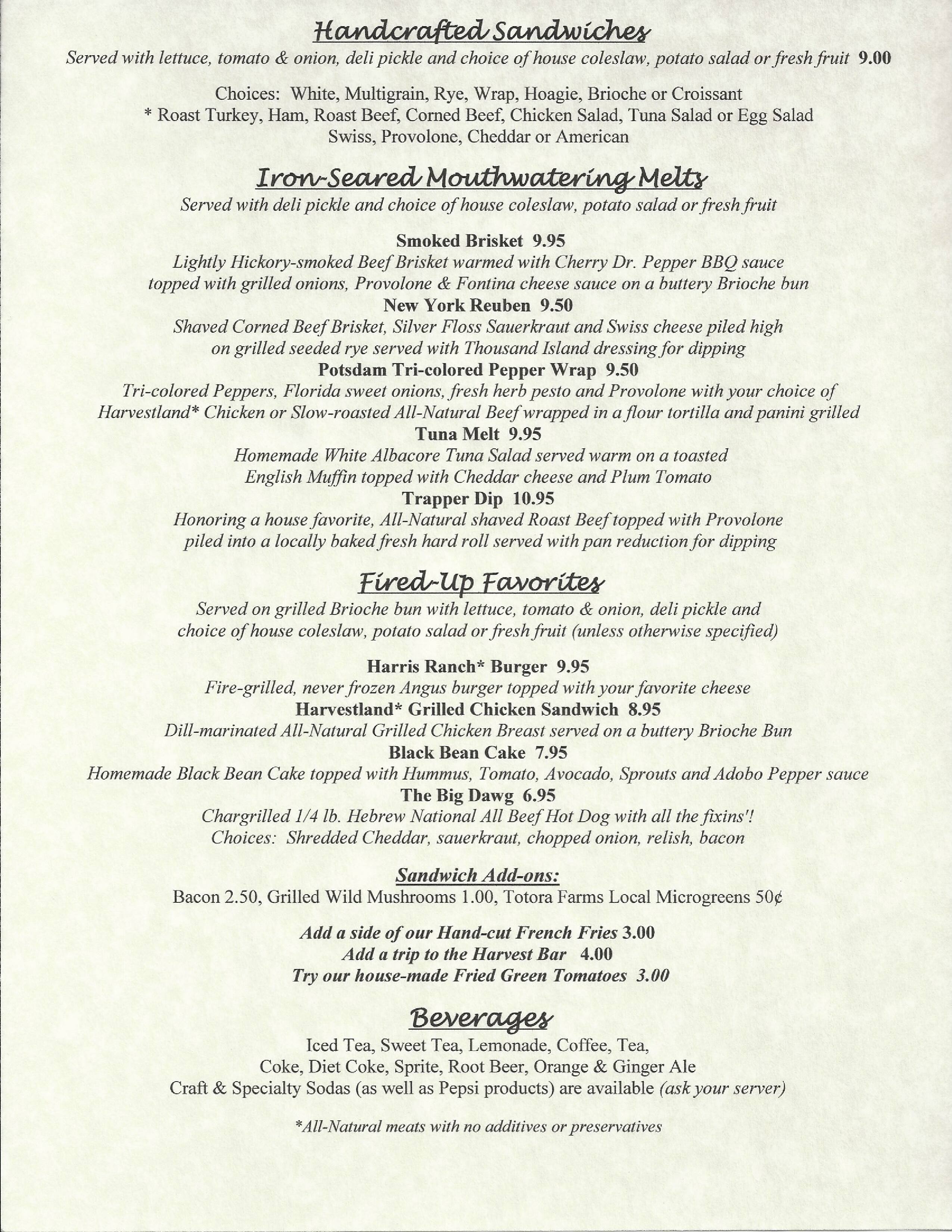 Menu at Harvest Table Cafe & Catering Co, Stuart