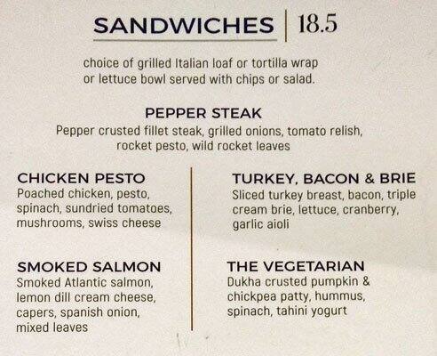 Menu at Cafe Boardroom, Macquarie Park