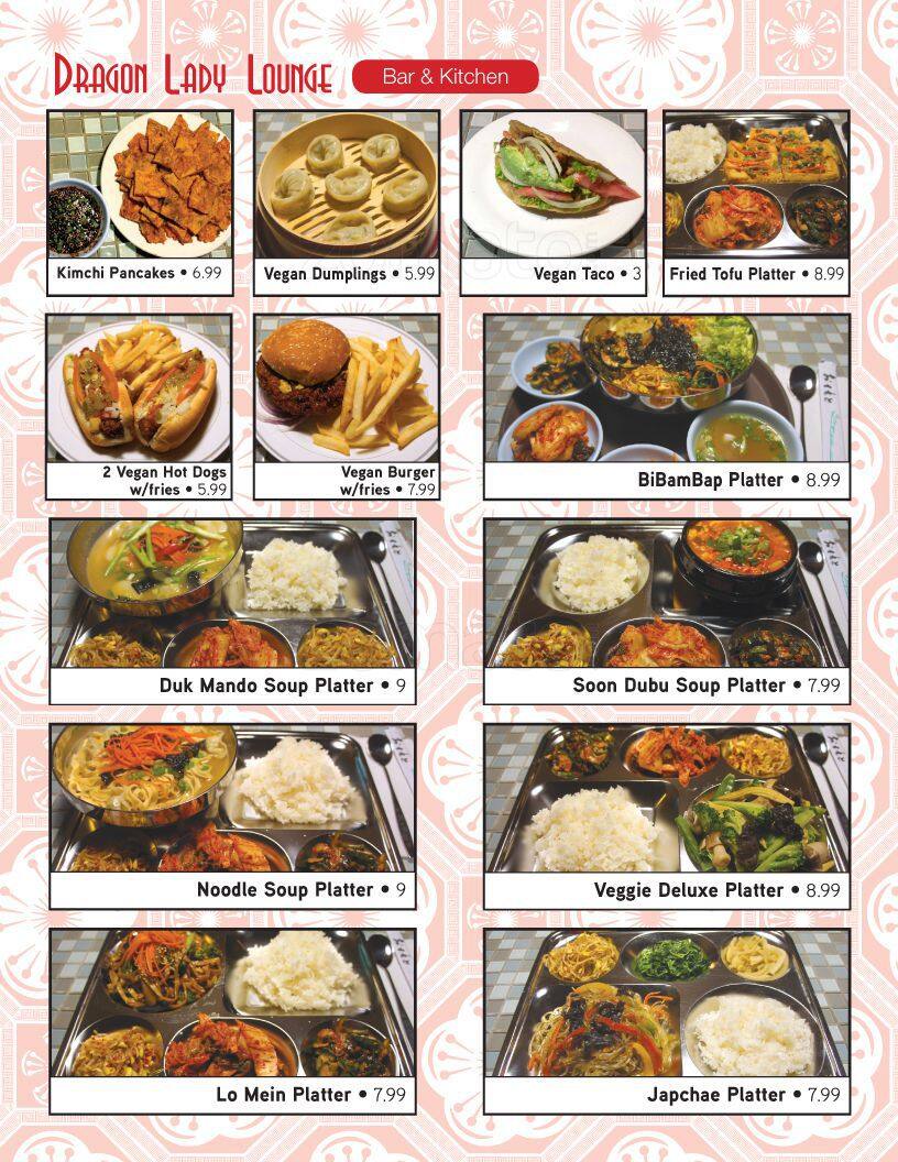 Menu at Dragon Lady Lounge pub & bar, Chicago, N Elston Ave