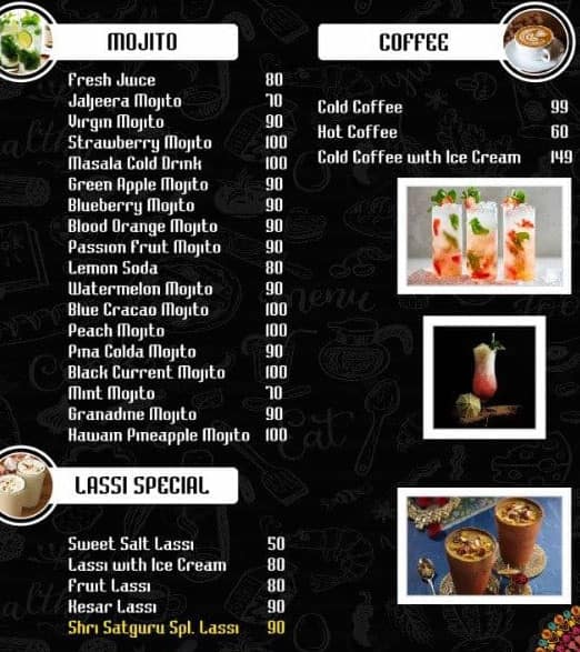 Menu at Satguru bakers and resturents, Gorakhpur