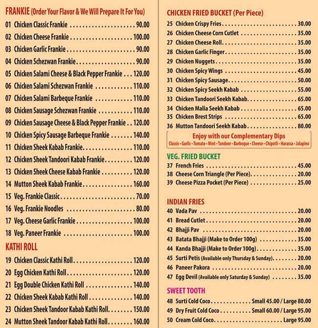 Menu of Chicken Garden, Vasai, Mumbai