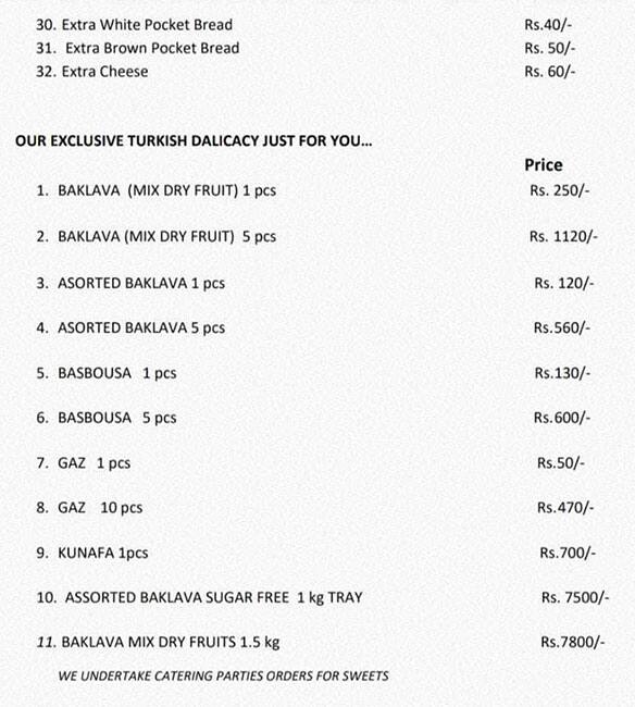 Menu at OSMAN AUTHENTIC TURKISH DONER KEBAB & FALAFEL, Mumbai