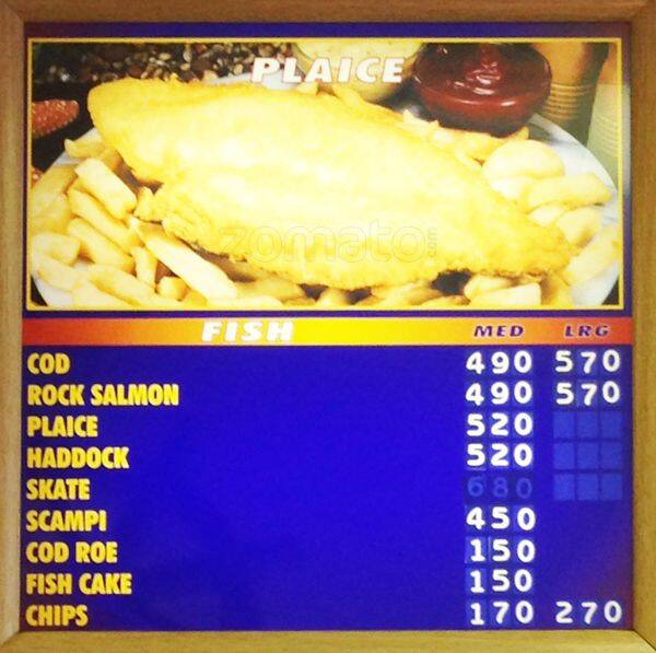 Menu at Parade Fish Bar, London