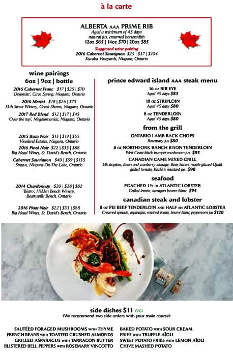 Menu at 360 Restaurant, Toronto