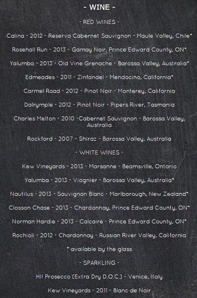 Menu at Boxcar Social (Summerhill) pub & bar, Toronto, Yonge St