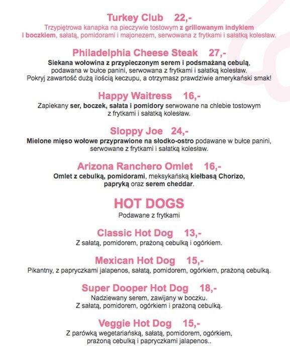 Menu at Pink Flamingo pub & bar, Warsaw