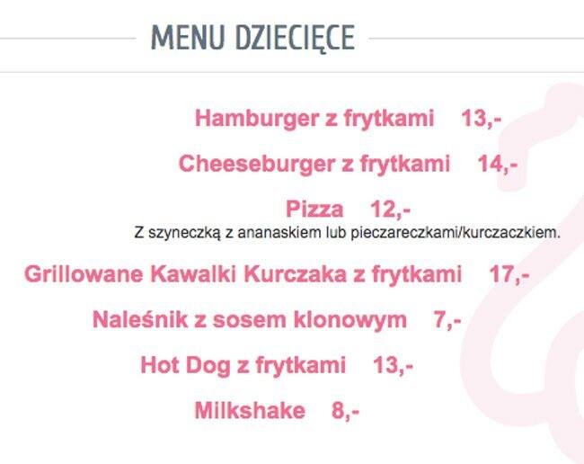 Menu at Pink Flamingo pub & bar, Warsaw