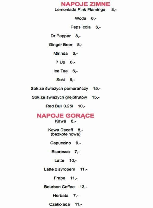 Menu at Pink Flamingo pub & bar, Warsaw