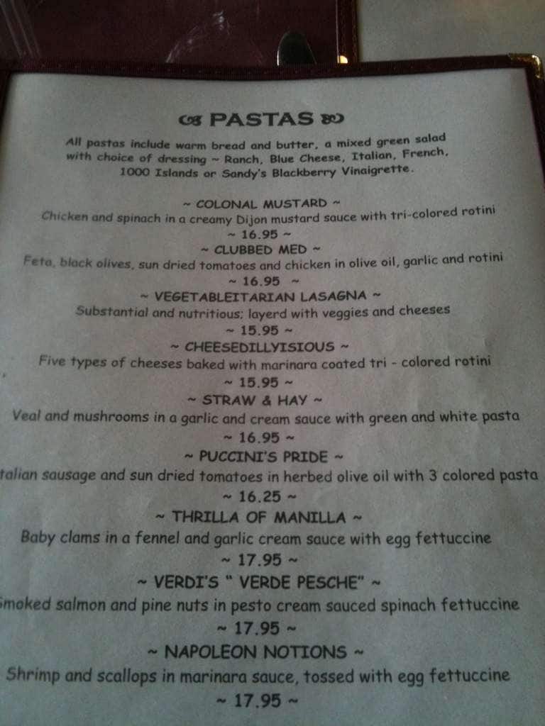Menu at Matterson House restaurant, Ucluelet