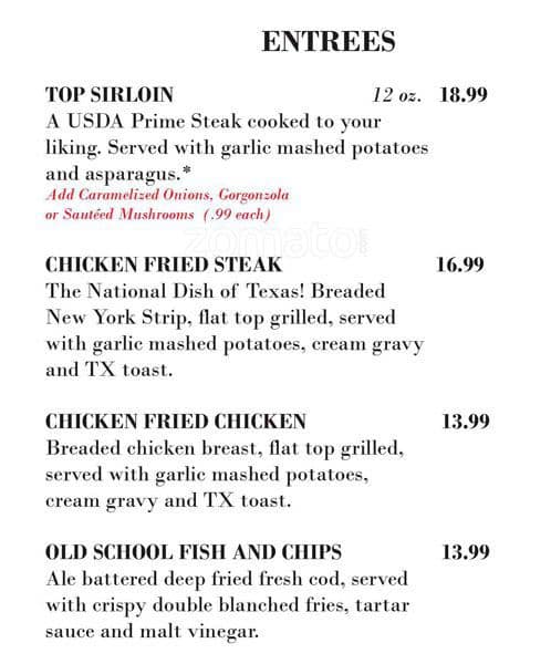Menu at Old School pub & bar, Austin, 401 E 6th St