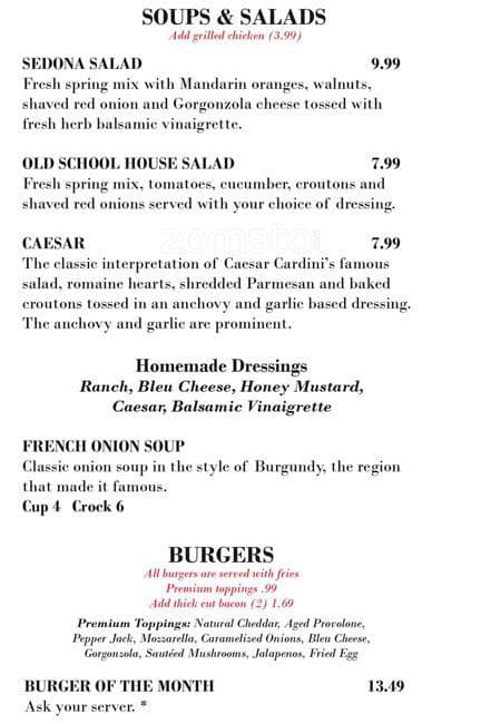 Menu at Old School pub & bar, Austin, 401 E 6th St