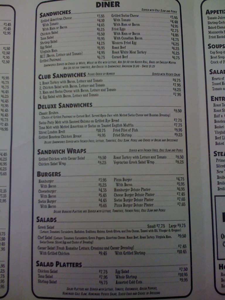 Menu at Causeway Diner restaurant, Merritt Island
