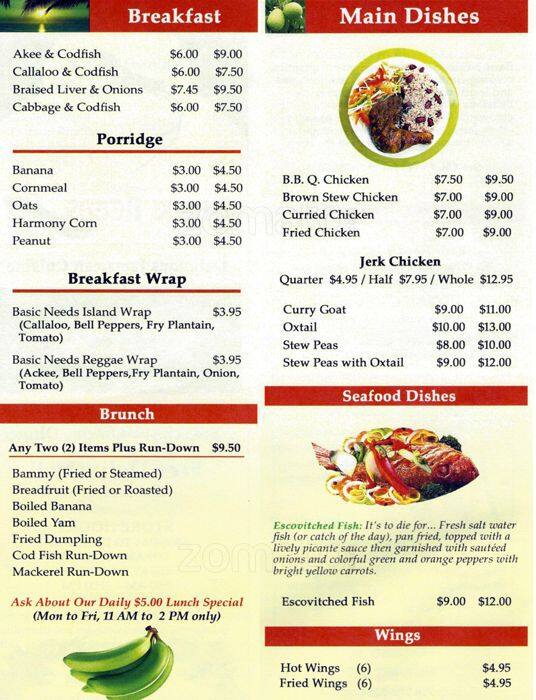 Basic Needs Menu, Menu for Basic Needs, Bedford-Stuyvesant, New York ...