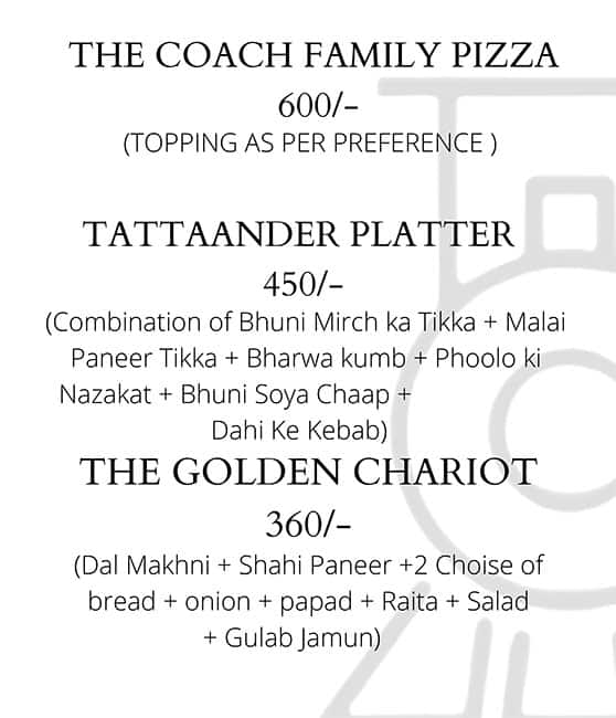 Menu at The Platform Restaurant, Panchkula