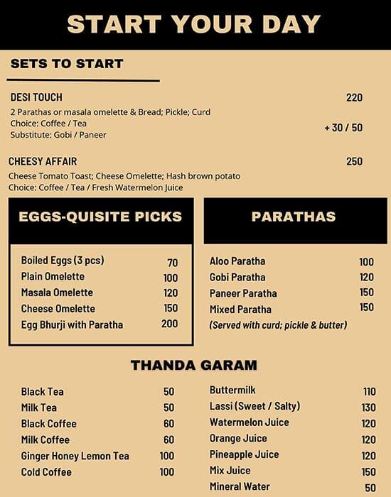 Menu of Pappi Chulo, Vagator, Goa