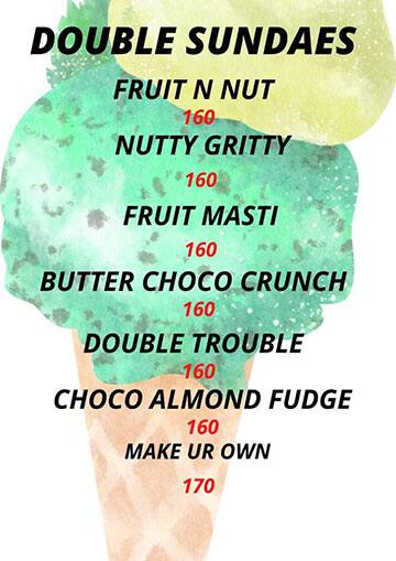 Menu of Scoops, Sangareddy, Hyderabad