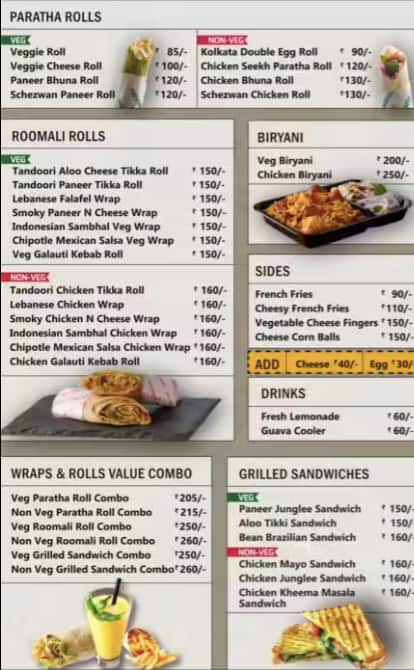 Menu of Rollista, Delta 1, Greater Noida