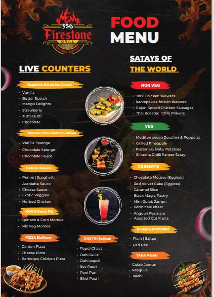 Menu of Firestone Grill, Kukatpally, Hyderabad