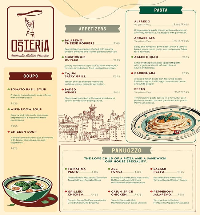 Menu of Osteria - Authentic Italian Pizzeria, Sector 75, Noida