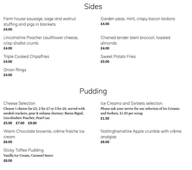 Menu at The Northcote pub & bar, London