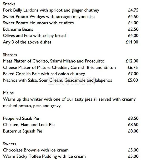 Menu at The Hen & Chickens Theatre Bar, London