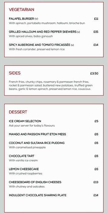 Menu at The Bar at Amba Hotel Marble Arch, London