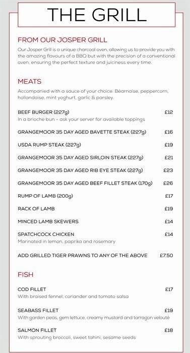 Menu at The Bar at Amba Hotel Marble Arch, London