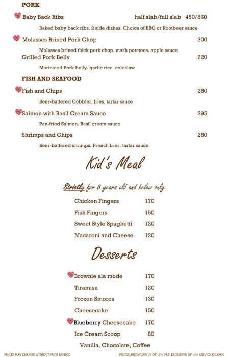 Menu at Cow Bell Steak Cafe, Quezon City