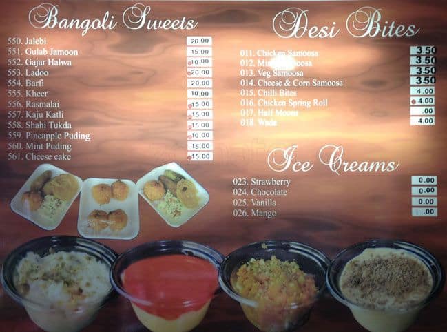 Menu at Food Inn India restaurant, Cape Town, 156 Long St