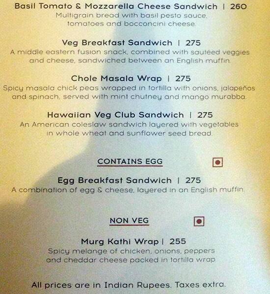 Menu at Starbucks, Pune, Cluster A