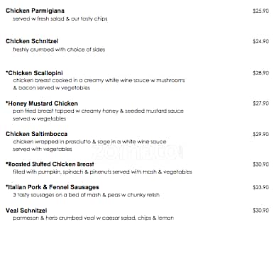 Menu at Canadian Bay Hotel pizzeria, Mount Eliza