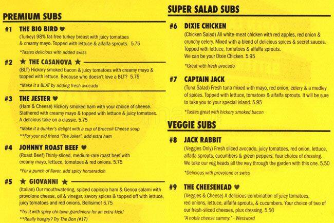 Fat Jack's Supersubs Menu - Urbanspoon/Zomato
